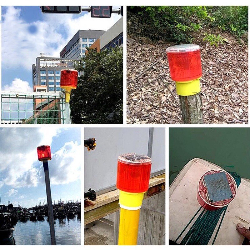 Solar LED Red Emergency Light Flash Indicator Lamp Traffic Tower Beacon ...