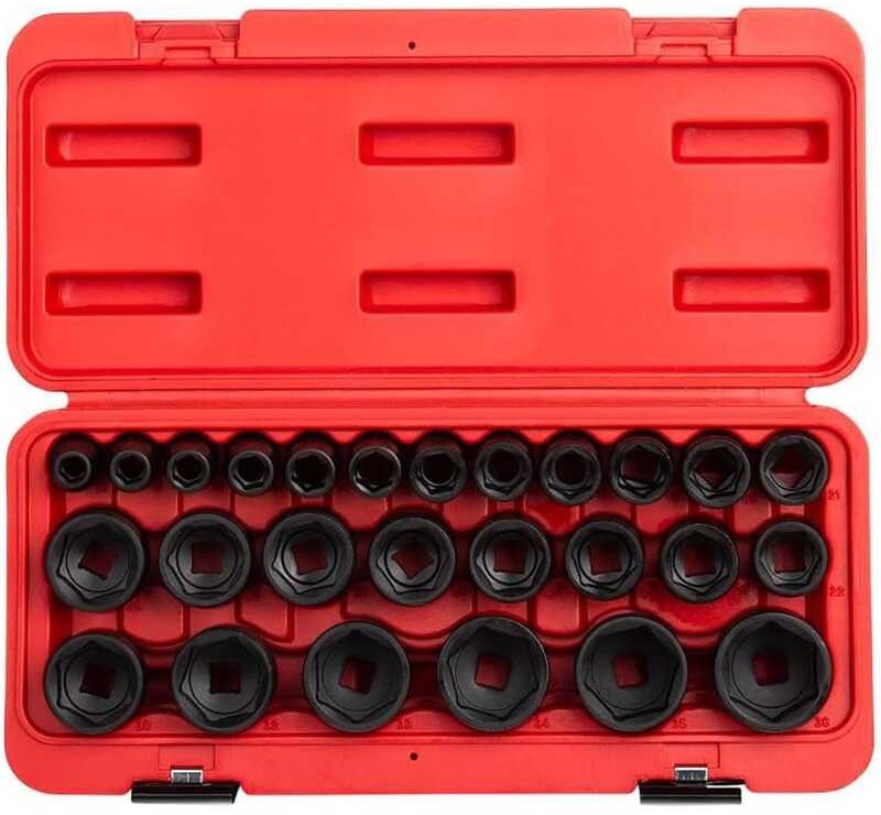 2645, 1\/2 Sunex Inch Drive Impact Socket Set, 26-Piece, Metric, 10mm ...