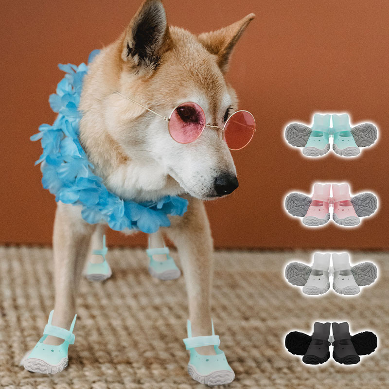 HamshMoc Soft Dog Shoes Breathable Pet Shoes Adjustable 4pcs Anti Slip ...