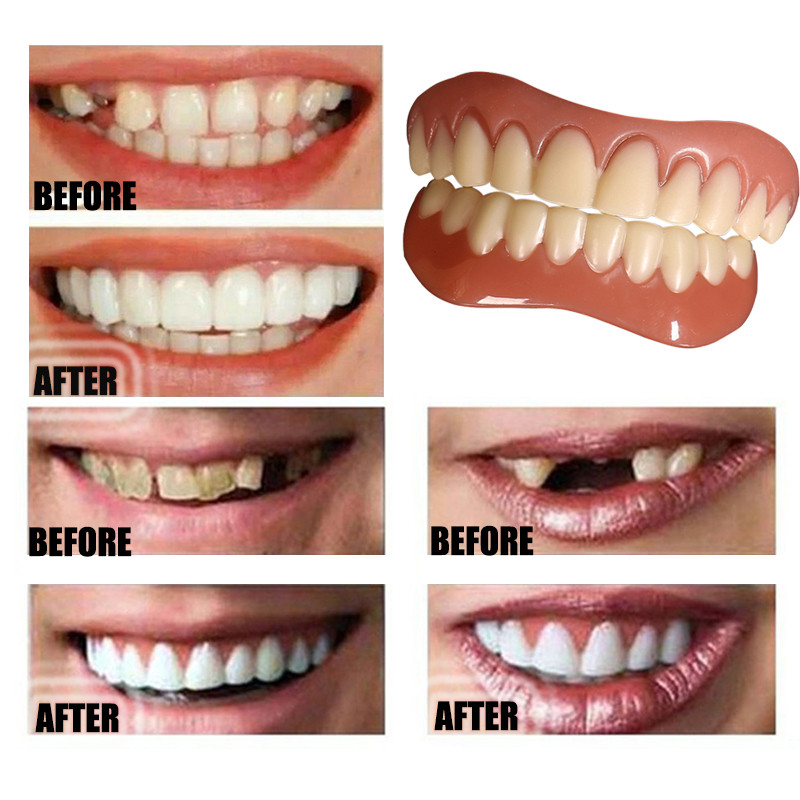 False Silicone Upper Lower Dentures Paste Fake Braces Perfect Laugh ...