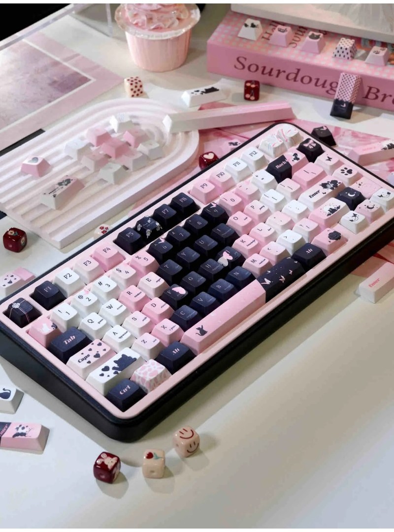 Black Cat Rose Keycap 131/139 Keys Cherry Profile PBT Five-sided Dye ...