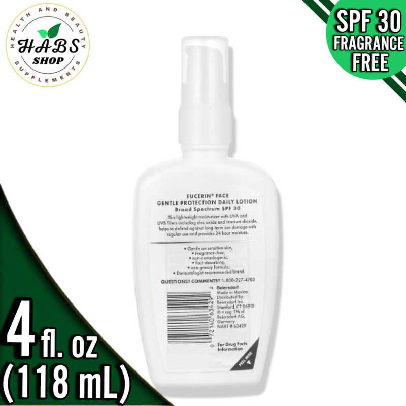 Eucerin, Gentle Protection, Daily Lotion & Sunscreen, SPF 30, Free, 4 ...