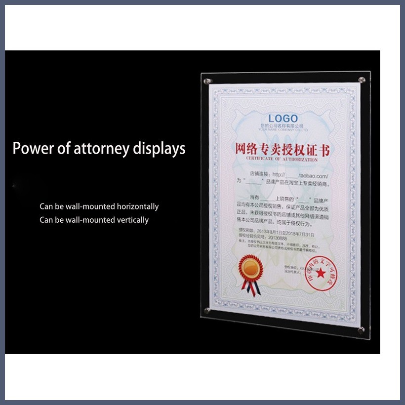 ∞ A4 Acrylic Display Stand Certificate Document Frame Acrylic Panel ...