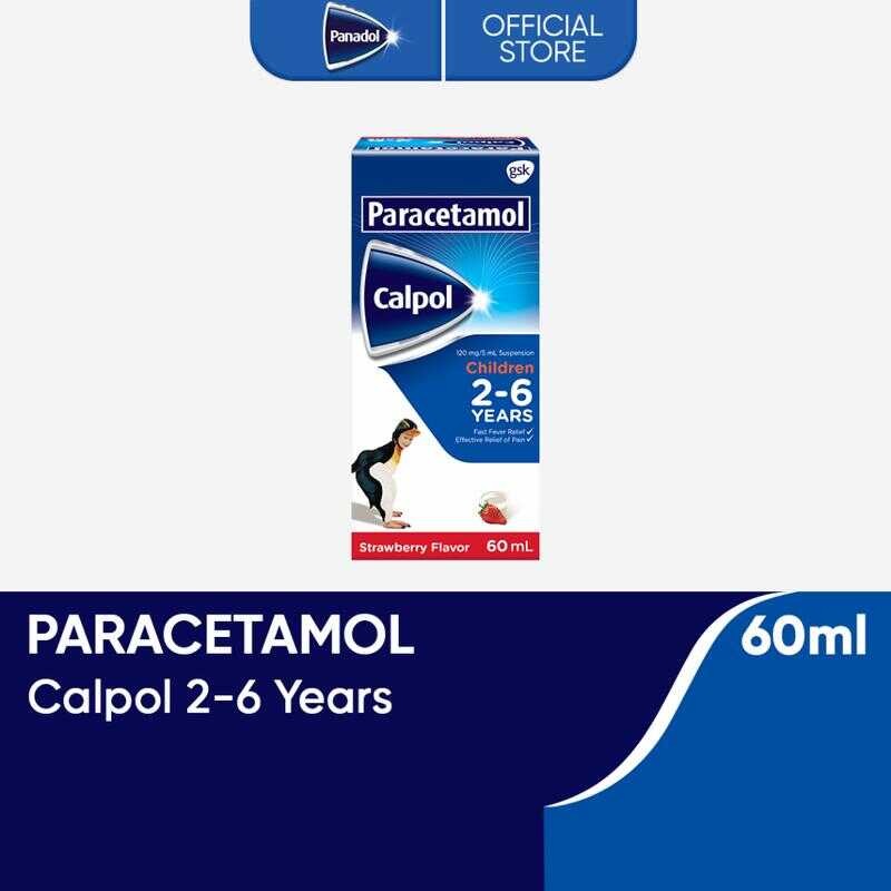 Calpol Strawberry Flavor (2-6 Years Old) Suspension 60Ml Paracetamol ...