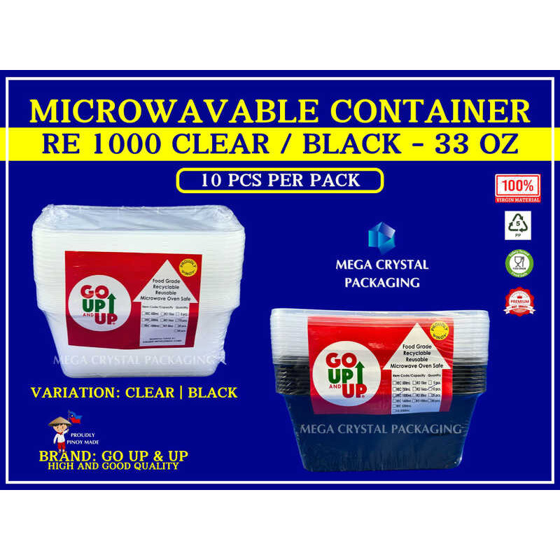 [ 10 Pcs ] Microwavable Container RE 1000 - Rectangular 1000 Ml CLEAR ...