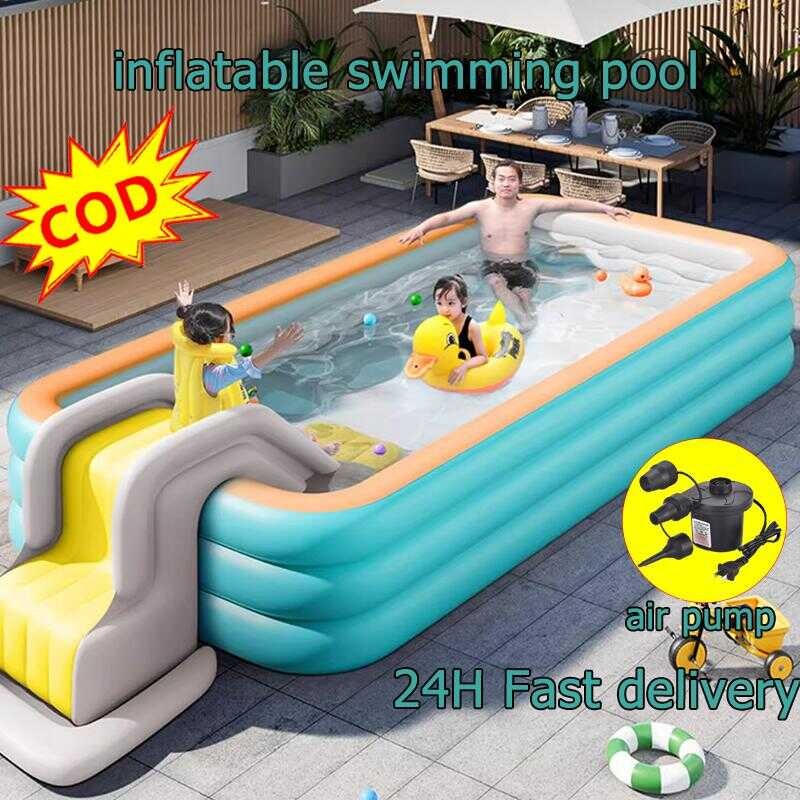 3 Layers Increased Inflatable Swimming Pool For Kids With Air Pump ...