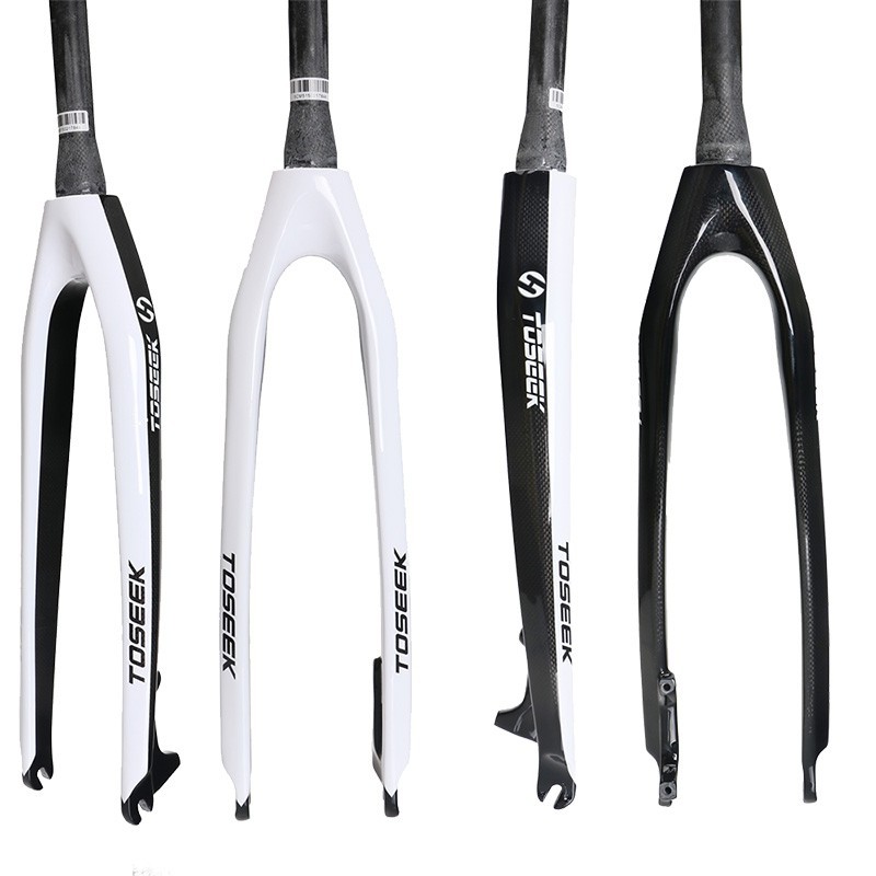 TOSEEK Carbon Fiber Bike Non-Tapered / Tapered Rigid Fork Fit 26 / 27.5 ...