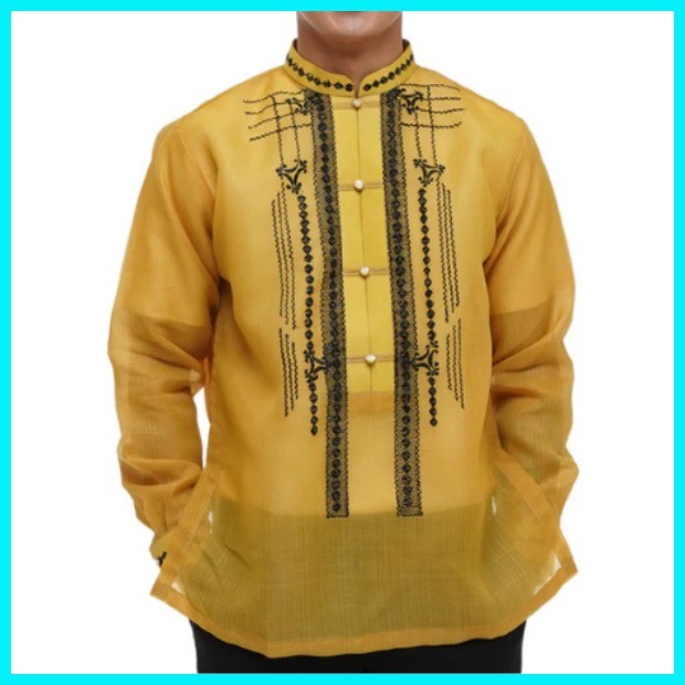 Barong tagalog for men, modern filipino barong long sleeve Piña Organza ...