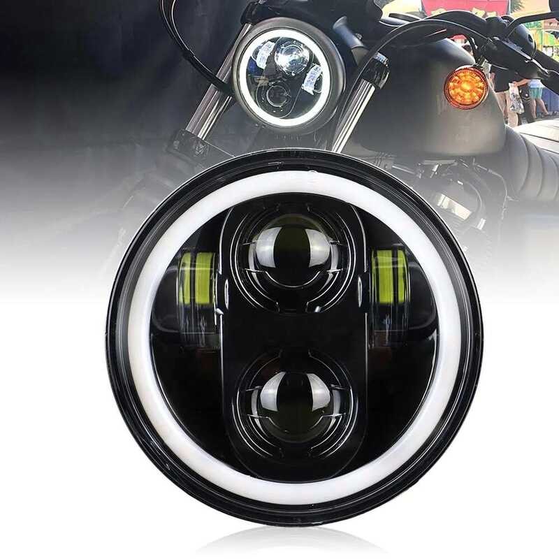 Yy Yy 5-3/4" 5.75 Inch LED Headlight With Halo DRL For Dyna Street Bob ...