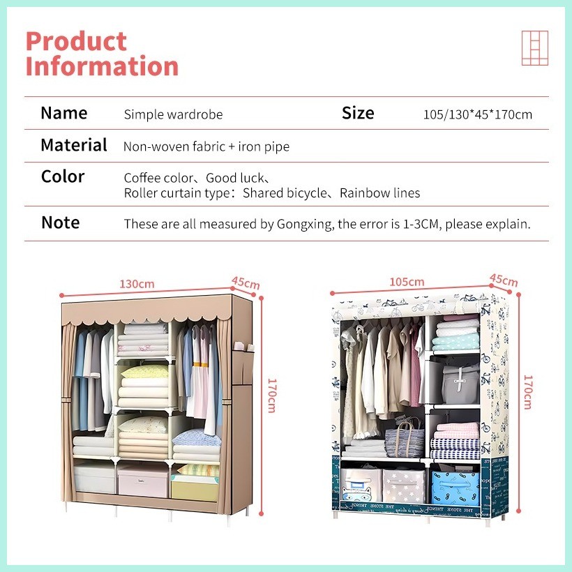 Zipper Wardrobe Cabinet Clothes Storage Heavy Duty lagayan ng damit ...
