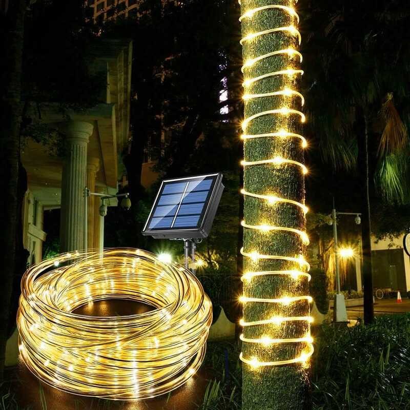 Solar Chirstmas Rope Outdoor Waterproof LED String Outdoor, Clear PVC ...