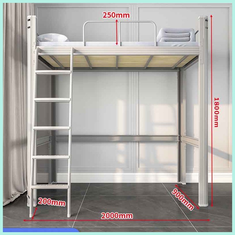 180 * 200 * 90CM Loft Bed Frame Double Single Bed Frame Elevated Bed ...