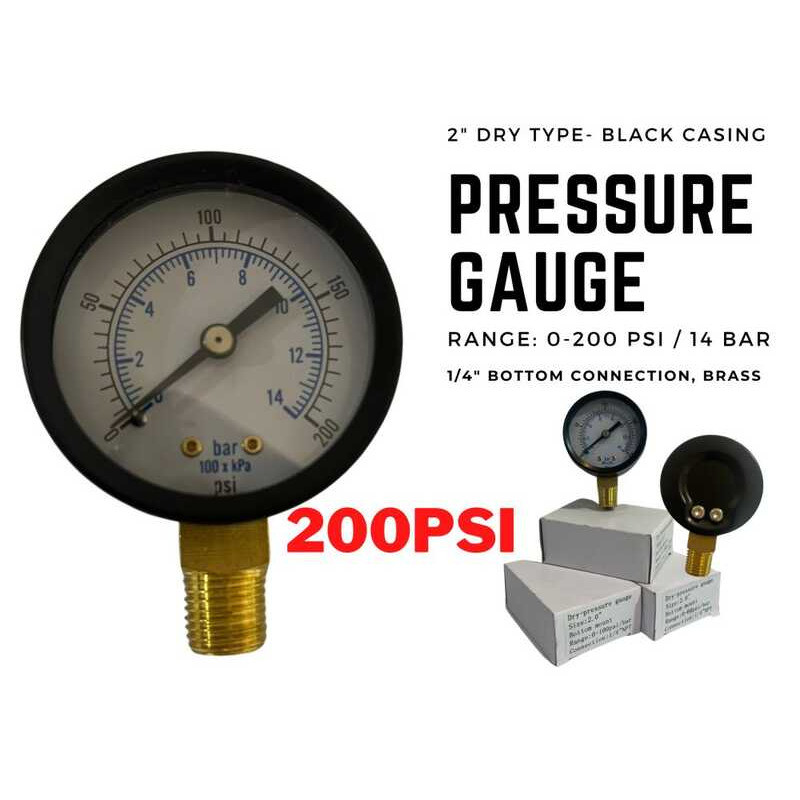 Pressure Gauge DRY TYPE 2" BLACK CASING 3 d08 | Shopee Philippines