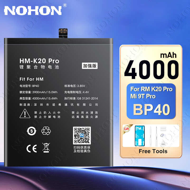 NOHON Bp40 4000Mah Battery For Xiaomi Mi 9T 9Tpro Redmi K20 Pro K20pro ...