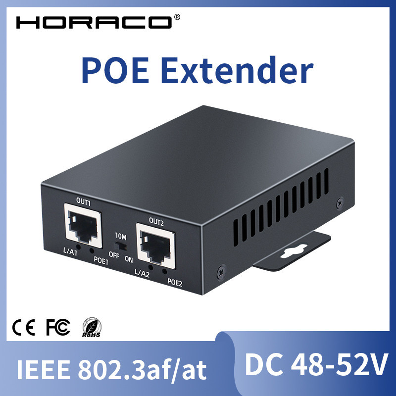 HORACO 2 Port POE Extender 10/100Mbps with IEEE 802.3at/802.3af 1In 2 ...