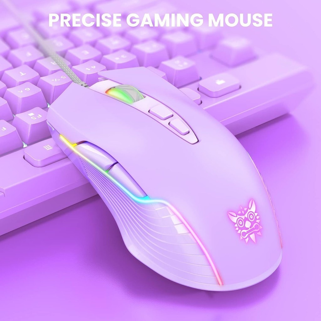 USB Wired Gaming Mouse Pink Purple Girl Gamer Mice Ergonomic 6400 DPI ...