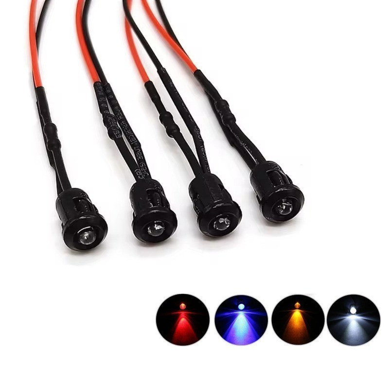 5 Pieces Round Pre-Wired LED 10mm with Wire LED Lamp Diode Red/ Green ...