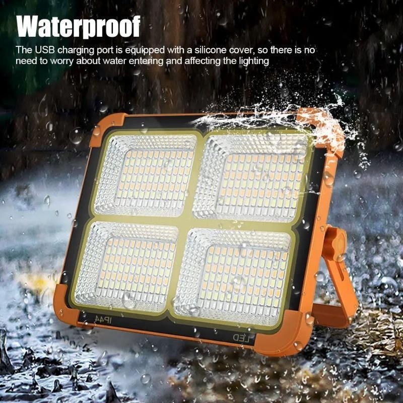 300W LED Solar Work Lights Spotlights Red and Blue Warning Lights with ...