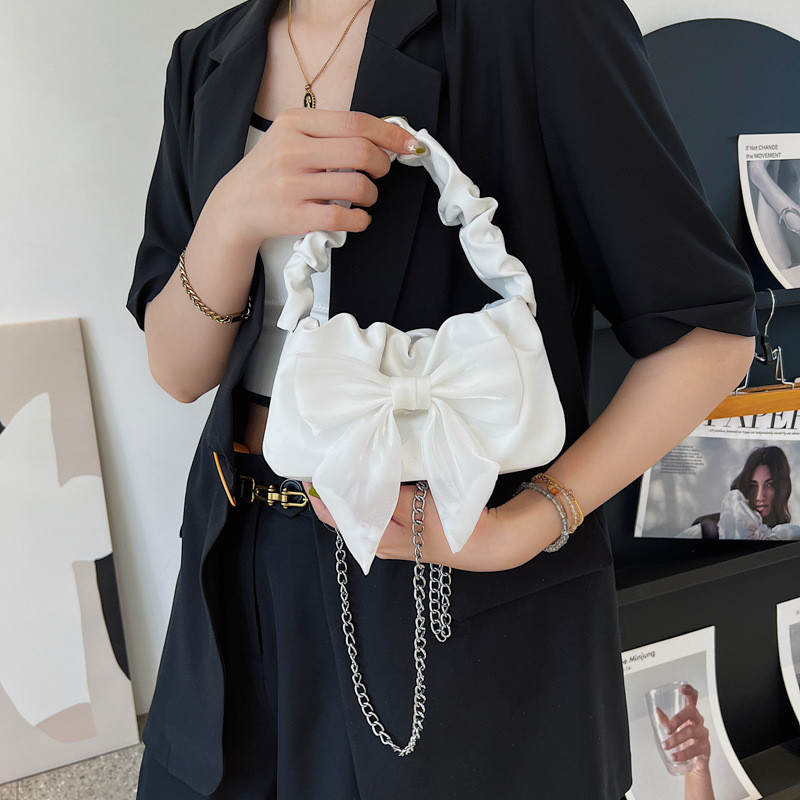 New fashion personalized chain crossbody cute bow shoulder armpit bag ...