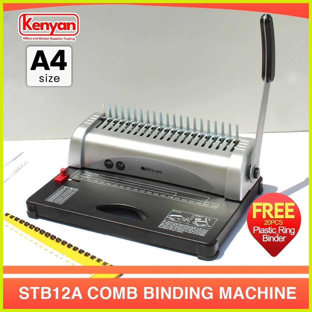 Comb Binding Machine STB12A A4 size with FREE 20pcs Binder (12sheets ...