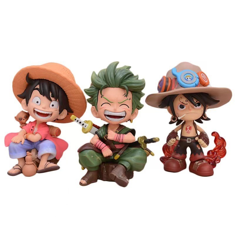 4F Q Version Pirate King Luffy Figurine Sitting Posture Laughing Luffy ...