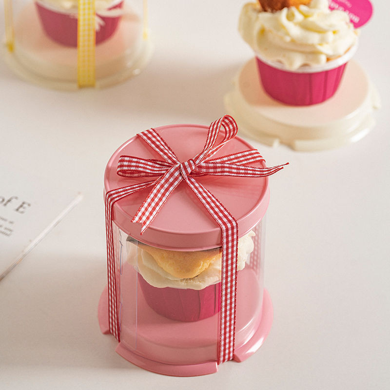 Mini 2/3 Inch Round Small Paper Cup Cake Packaging Box Transparent ...