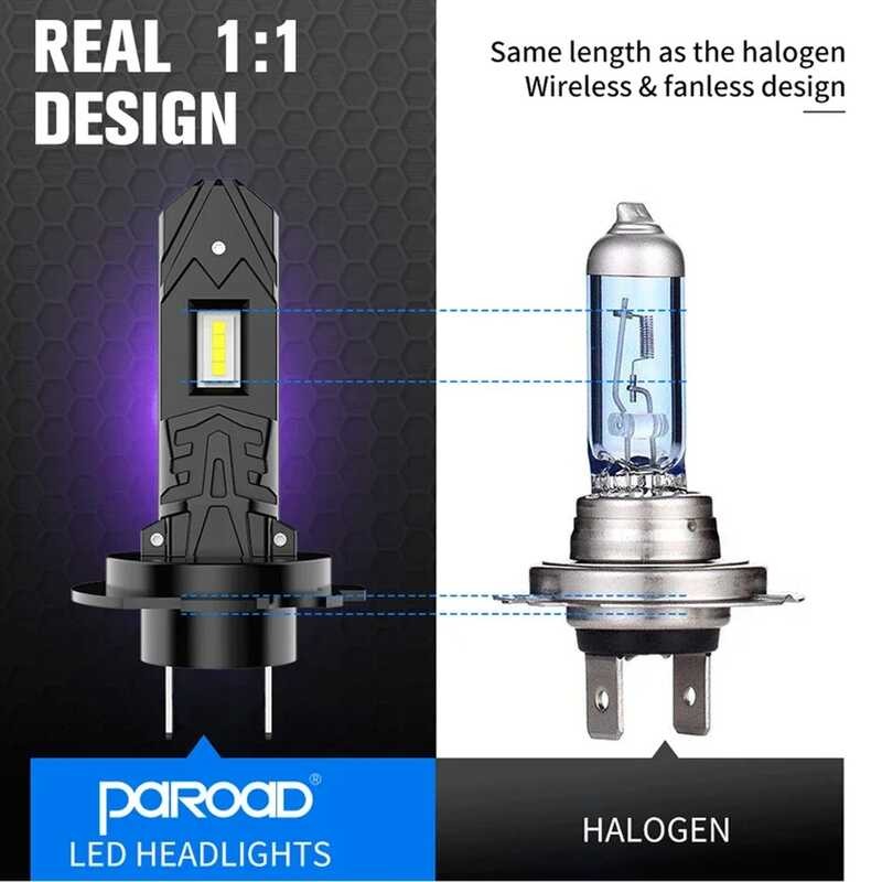 ZXH 2×Car H7 LED Headlight Bulb Conversion Kit 65000K 16000Lm High Low ...