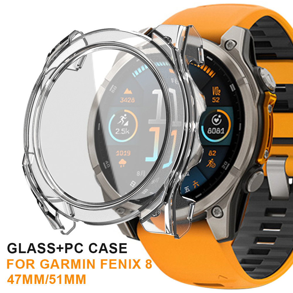 Garmin Fenix8 High-Quality Full Cover Hard PC+9D Tempered Glass Film ...