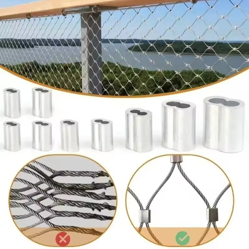 50-100PCS Double Hole Cable Crimp Sleeve - Aluminum Cable Stopper Crimp ...