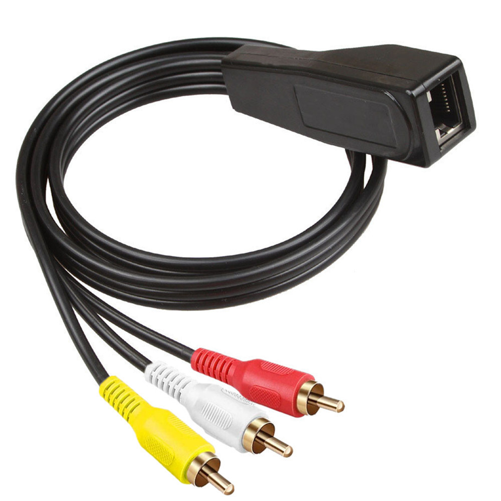 RJ45 Female to 2RCA Male rj45 Female to 2 Lotus Male with Extender Plus ...