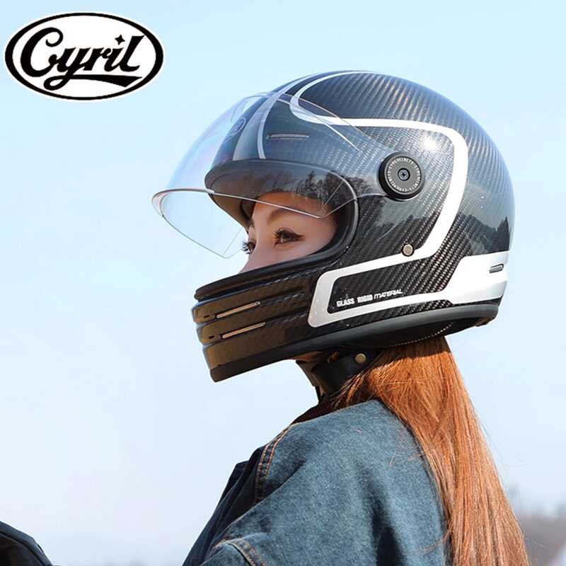 101 Carbon CYRIL Fiber Helmet Motorcycle Full Face Helmet Cruiser ...