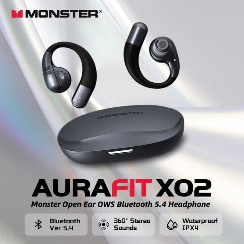 Monster Aurafit X02 Open Ear Bluetooth 5.4 Air Conduction OWS Earphones ...