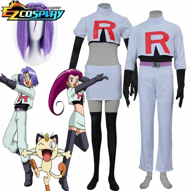 Anime Team Rocket Cosplay Jessie James Costume Wig Full Set Outfit ...