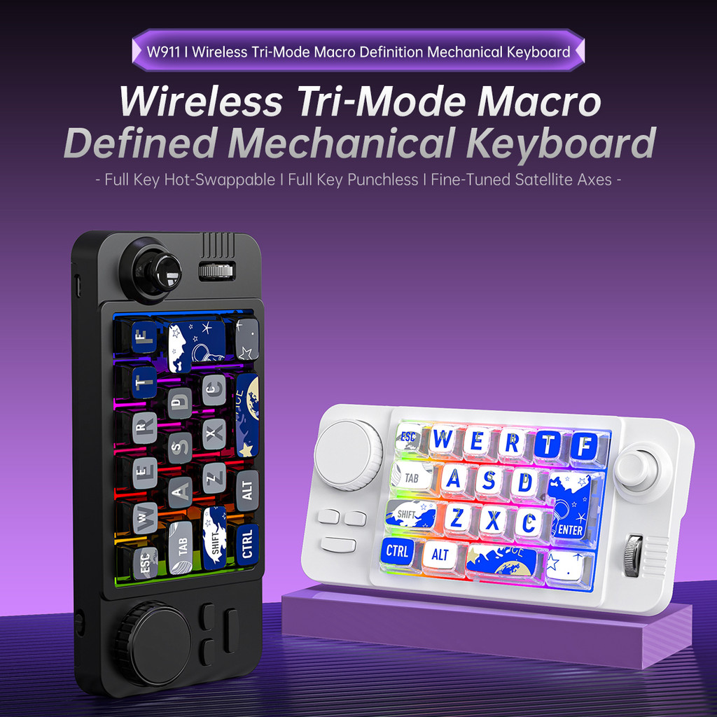 Wireless Tri-Mode Macro Defined Mechanical Keyboard RGB Programmable ...