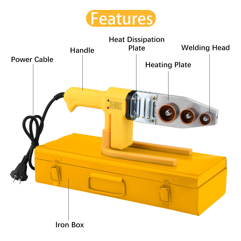 DeWalt 1200W Plastic Pipes fusion Machine Heavy Duty Electronic Hot ...