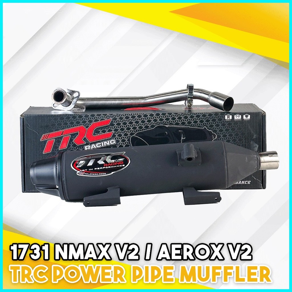 TRC POWER PIPE MUFFLER 1731 NMAX V2/ AEROX V2 BLACK MALAYSIAN | Shopee ...