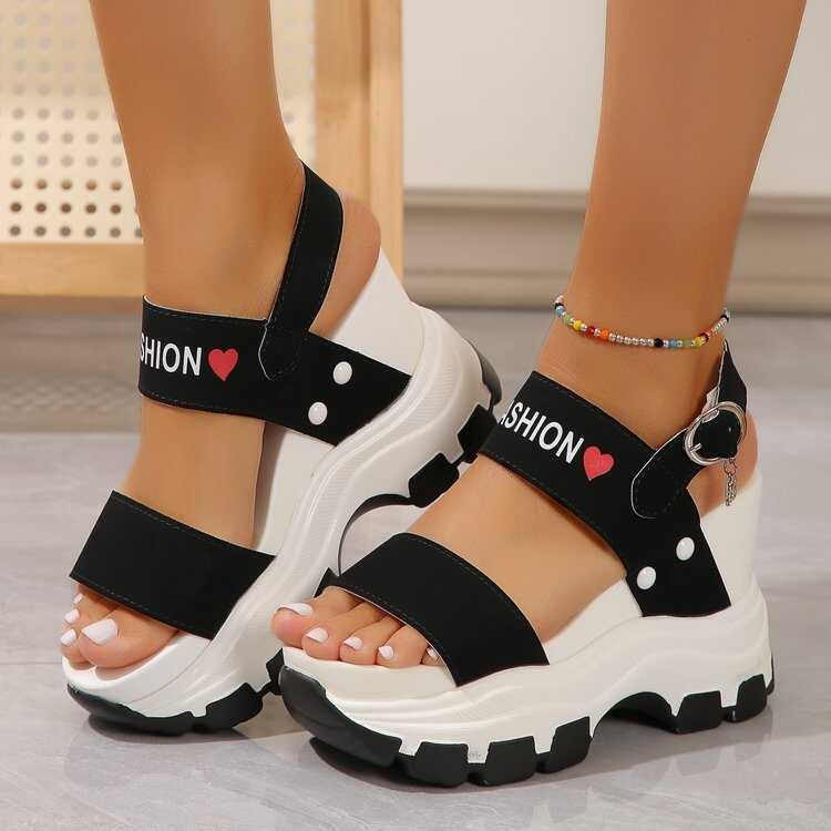 2B 24 Slope Heel Sandals For Women Summer 2024 New Solid Color Sponge ...