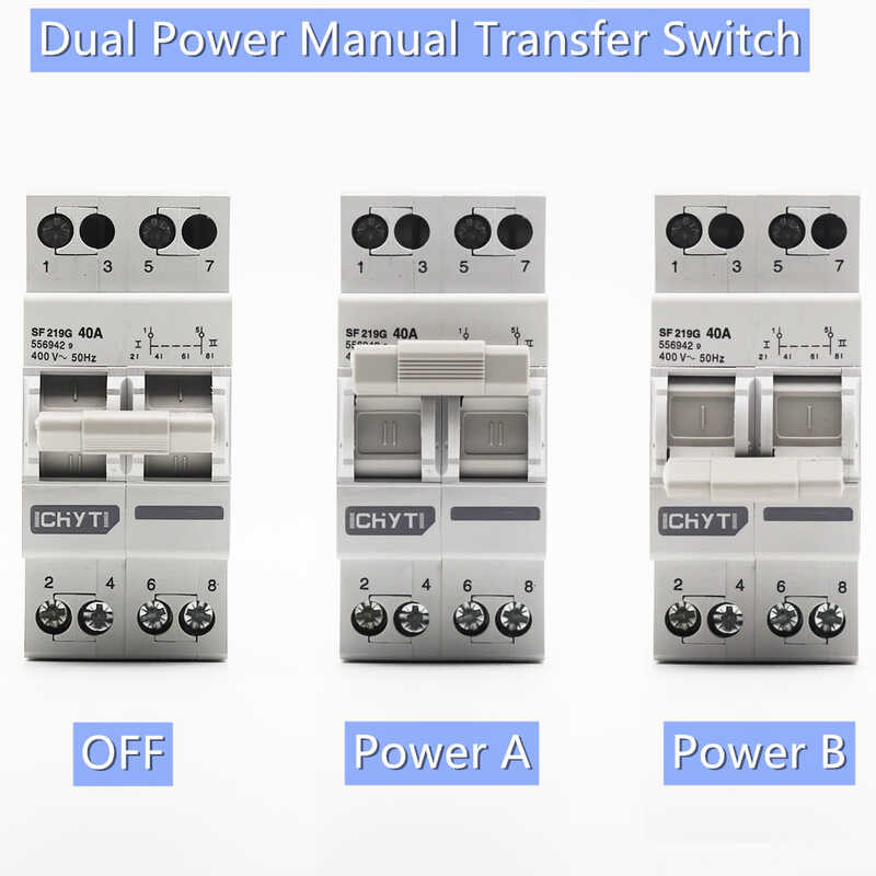 2P 40A MTS Dual Power Manual Transfer Switch - Interlock Circuit ...