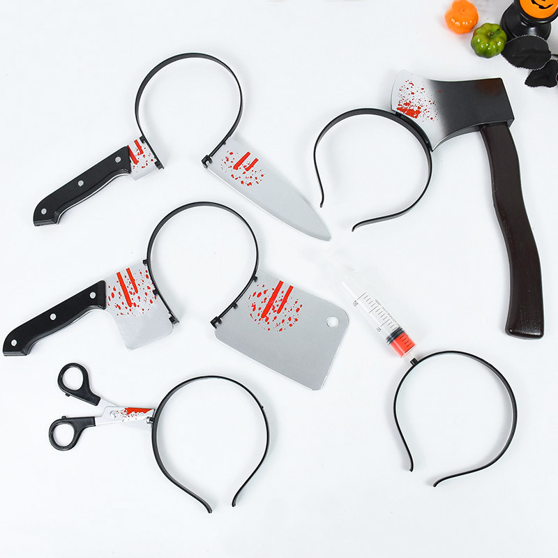 Horror Wear Head Halloween Knife Axe Scissors Headband Props Halloween ...