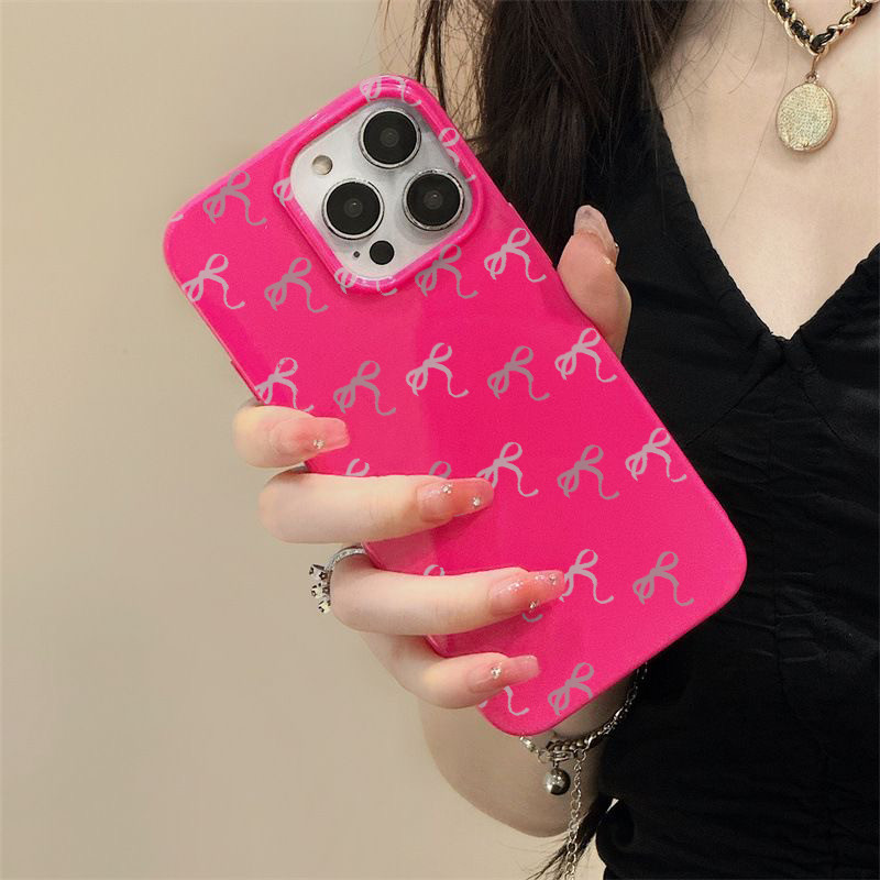 Soft Cute Rose Pink Bowknots Case Compatible for IPhone 16 15 14 12 13 ...