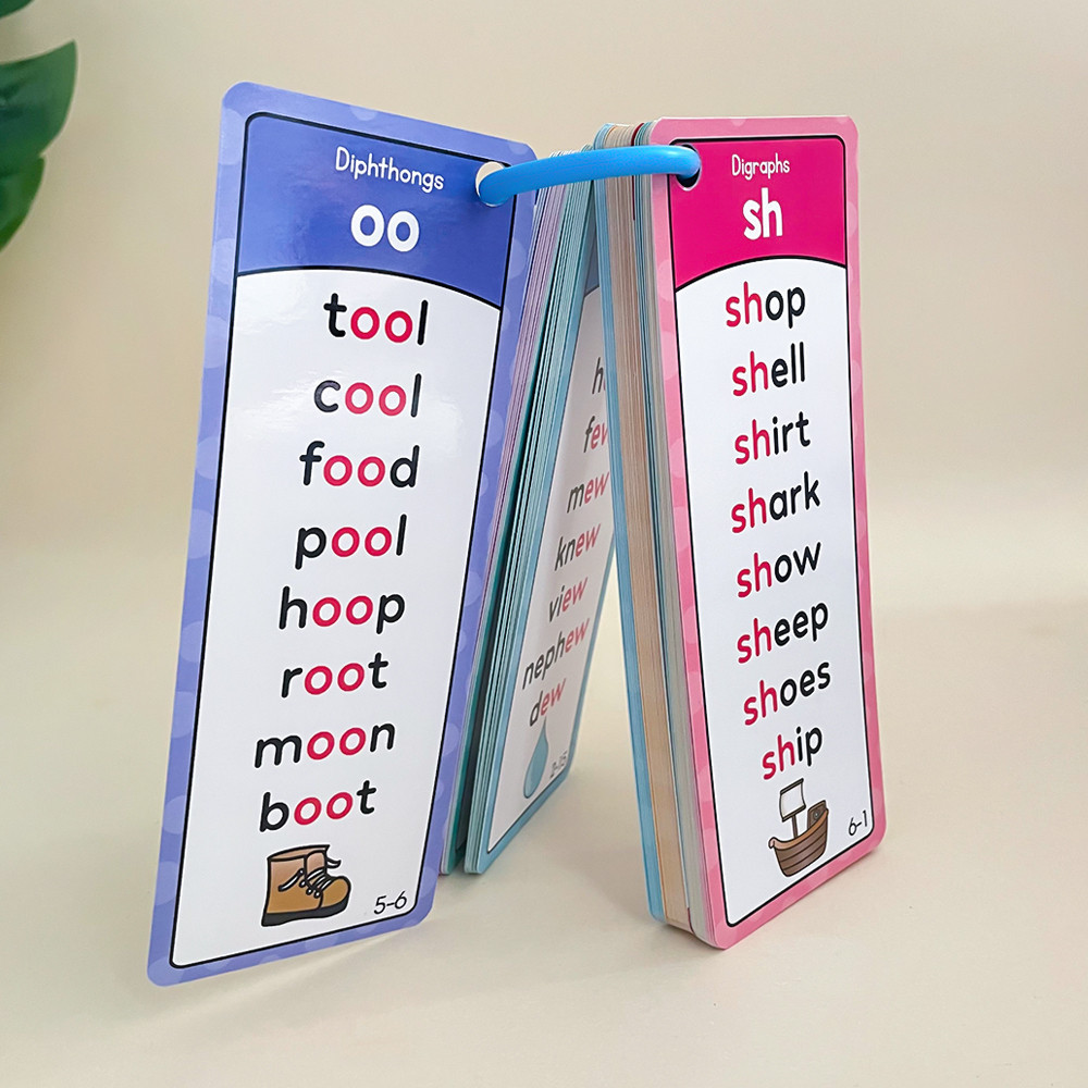 60Pcs Phonics Words English Flashcards for Kids Children Kindergarten ...