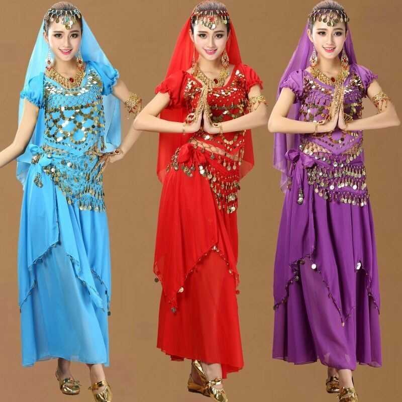 sari indian dress belly dance costume women's Adult Female Xinjiang ...