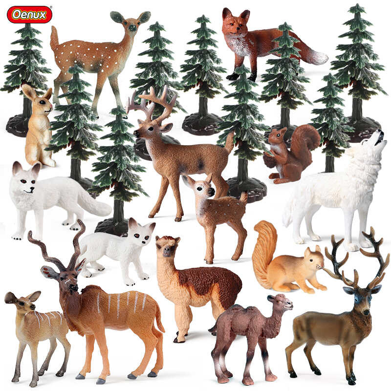 Oenux Mini Christmas Trees Cedar Woodland Animals Cake Toppers ...