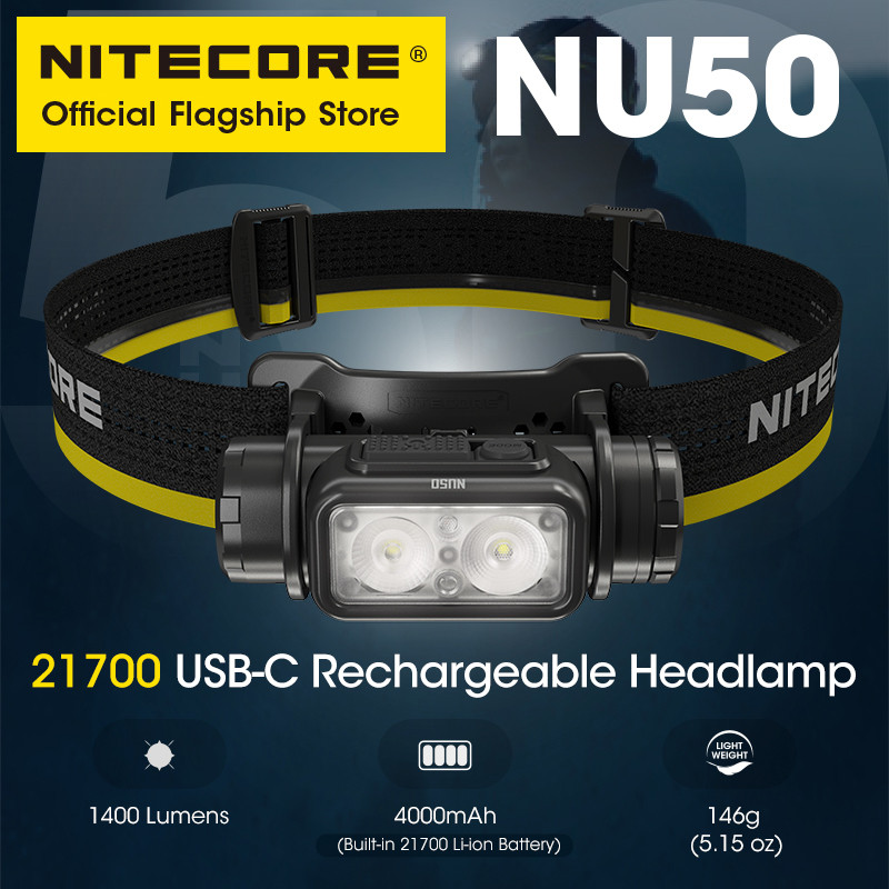 NITECORE NU50 USB-C Rechargeable Headlamp Running Cycling Work Fishing ...