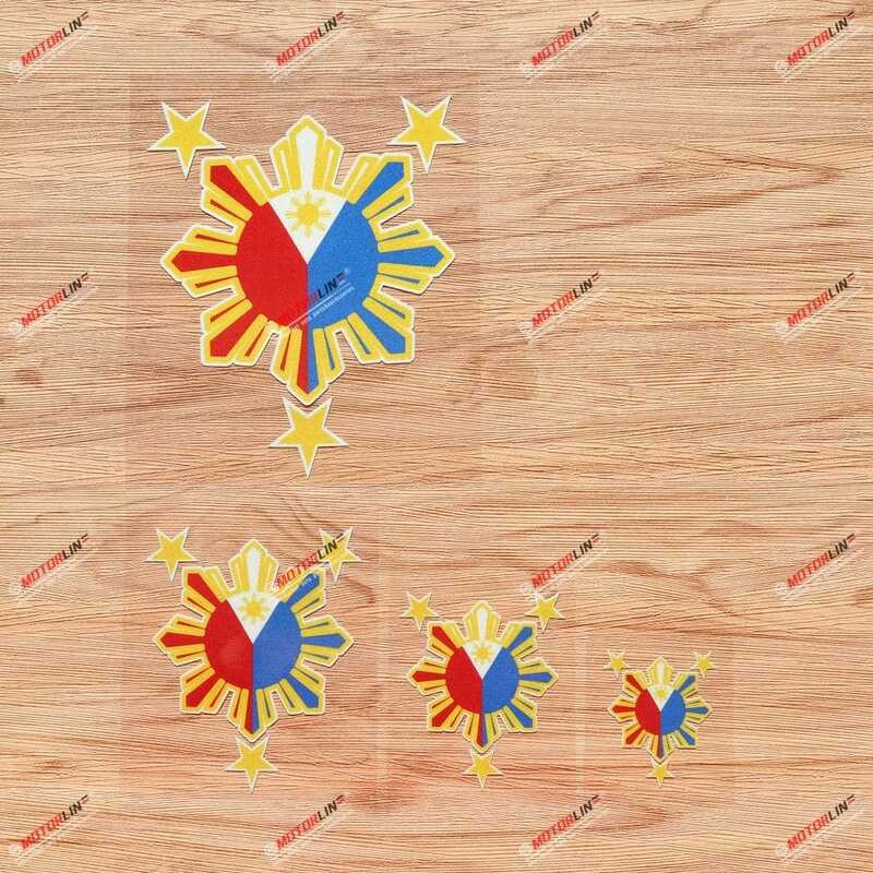 Sun Star 8-Ray Philippine Flag Philippine Vinyl Decal Stickers 4-piece ...