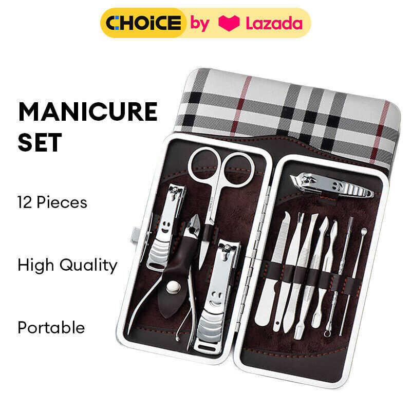 12-Piece Professional Manicure & Pedicure Set Stainless Steel Nail ...
