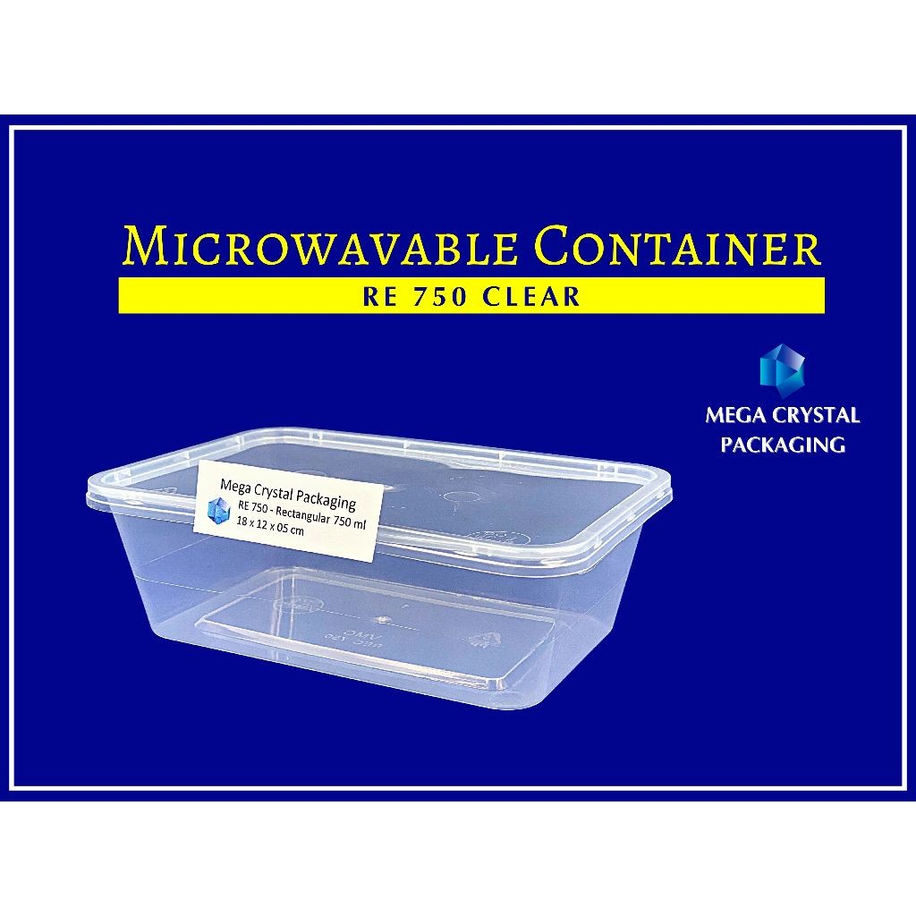 [ 50 Pcs ] Microwavable Plastic Container RE 750 - Rectangular 750 ml ...