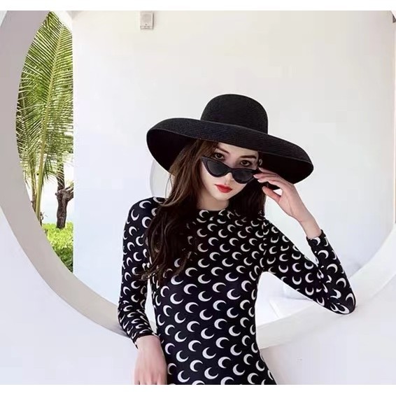 Crescent print stretch slim original long-sleeved T-shirt women's ice ...