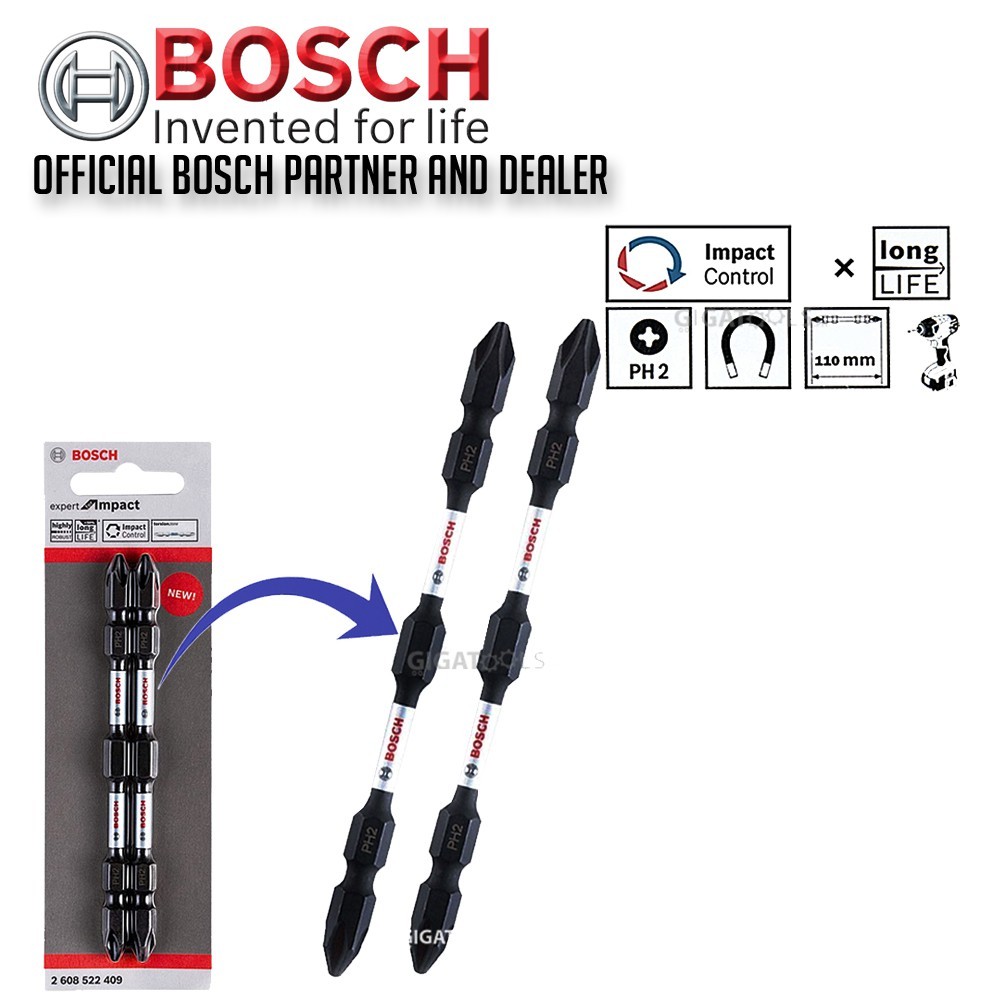 Bosch Expert Impact Magnetic PH2 Double-Ended Philips Screwdriver ...