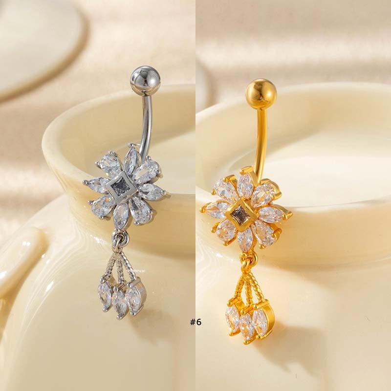 1 Piece Geometry shape Stailness Steel with Zirconia Navel Piercing ...